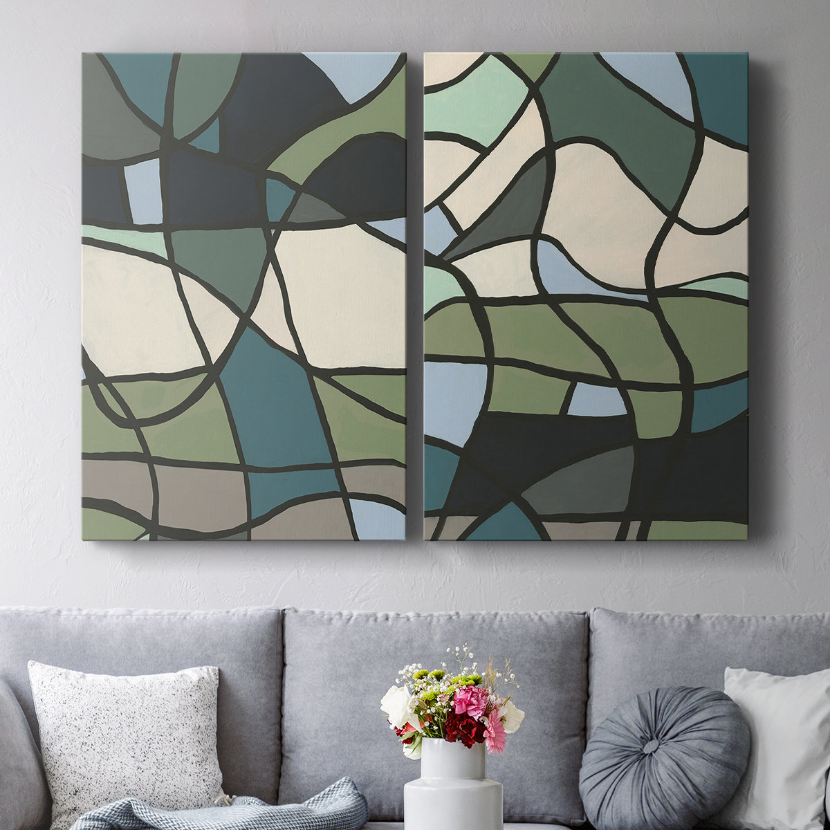 Wade Logan® Multicolor Stained Glass I-Premium Gallery Wrapped Canvas ...