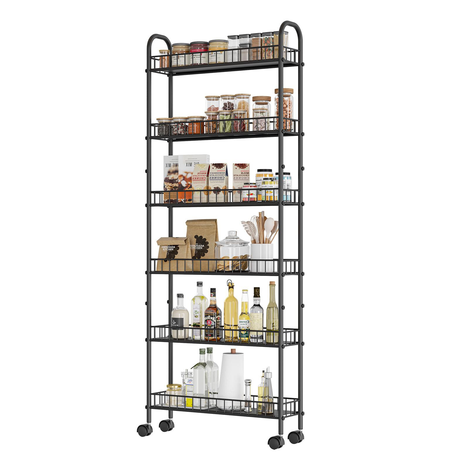 Latitude Run® Slim Rolling Storage Cart, 3-Tier Narrow Utility Cart ...