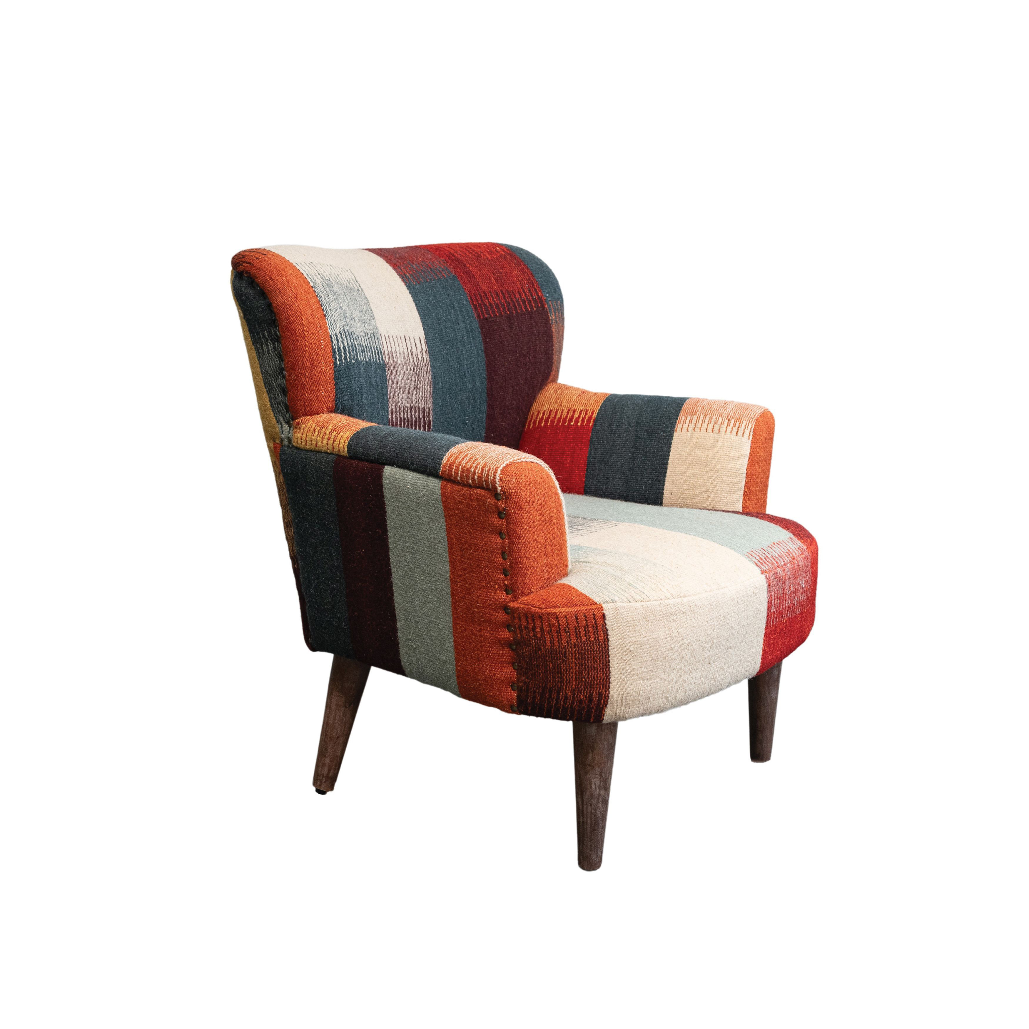 Corrigan Studio® Wool And Cotton Upholstered Arm Chair With Geometric ...