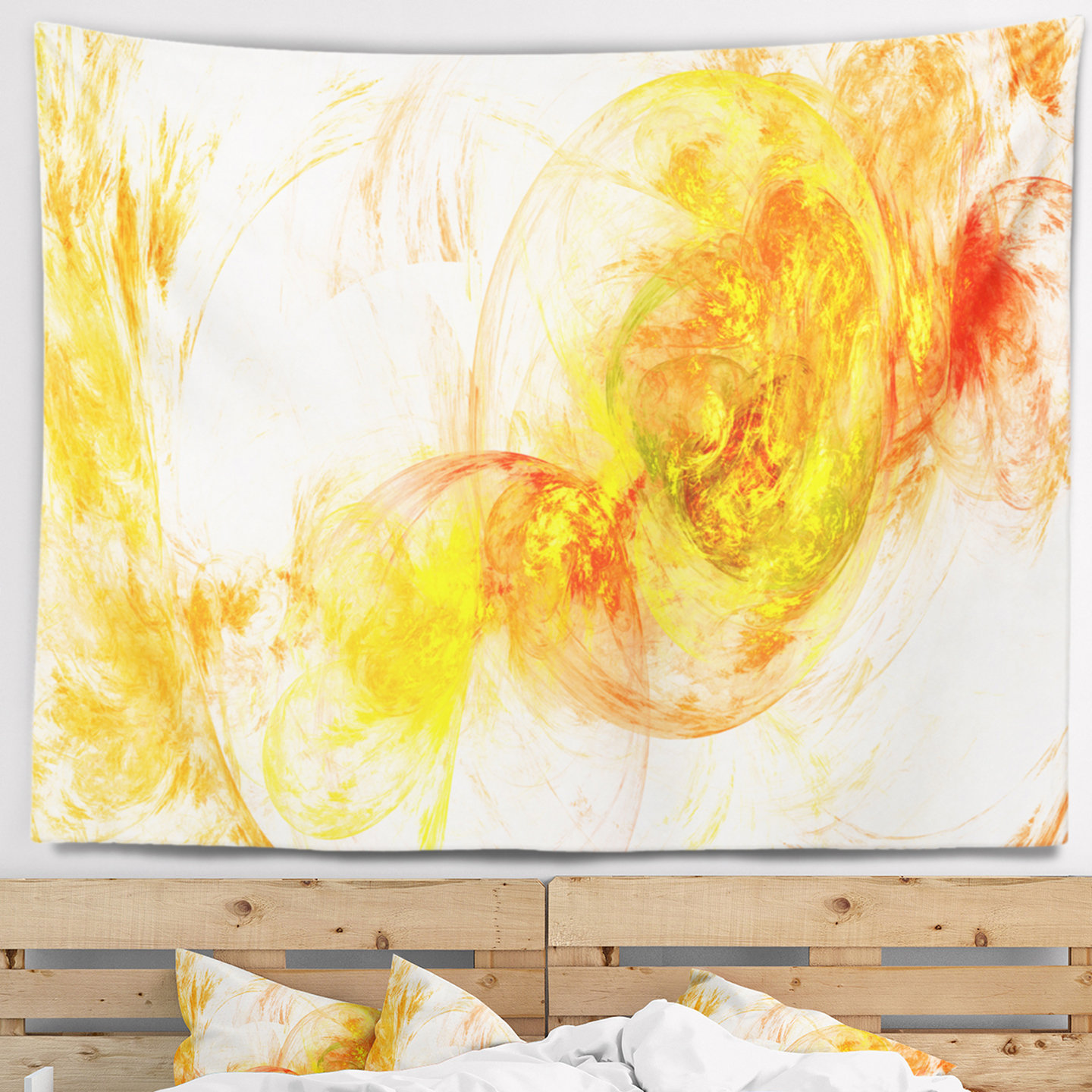The Twillery Co.® Corwin Abstract Colored Smoke Yellow Tapestry | Wayfair