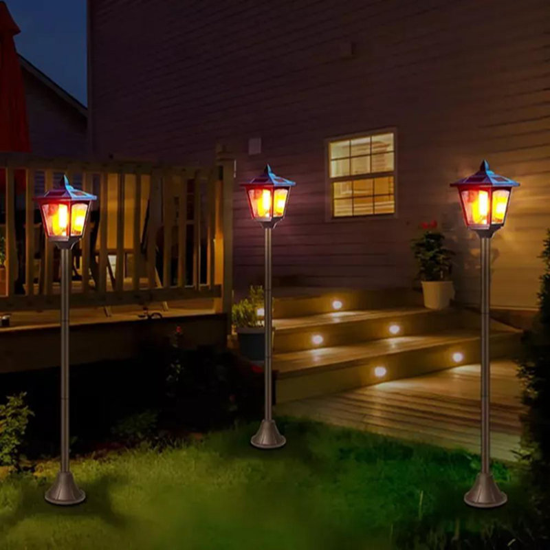 Myfuncorp Solar Torch Post Light Flame Flickering Outdoor Waterproof ...