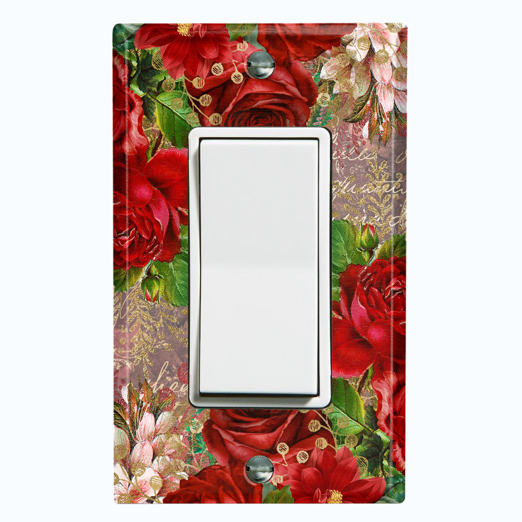 WorldAcc Metal Light Switch Plate Outlet Cover (Red Roses Flowers ...