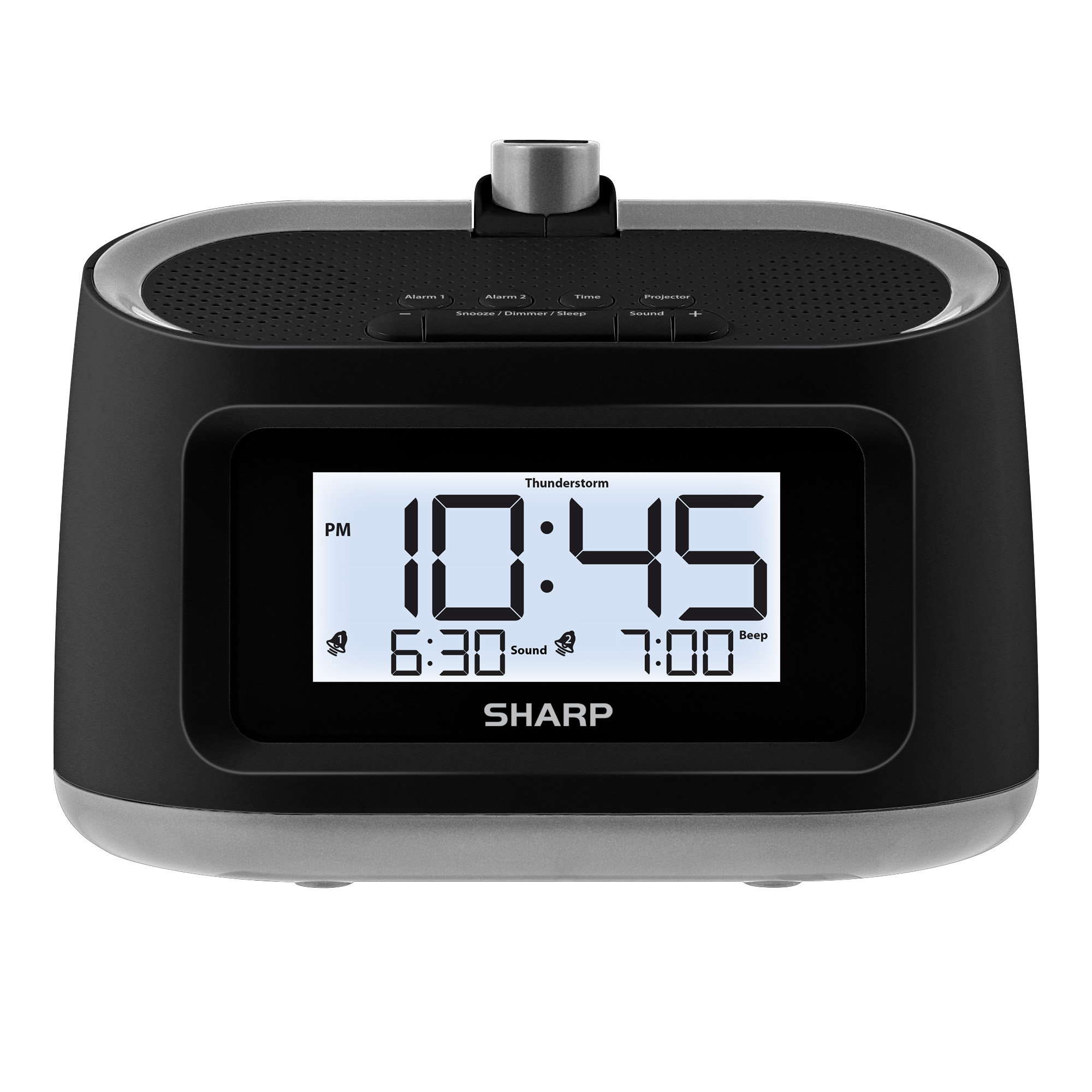 Sharp Digital Tabletop Projection Alarm Clock with 8 Soothing Sounds ...