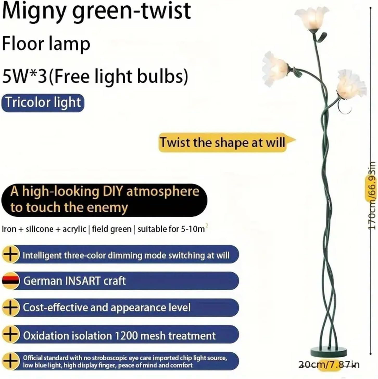 Lark Manor™ Lily Floor Lamp Vertical 3 Heads Flowers Lily Floor Lamp Creative Lily Of The Valley ...