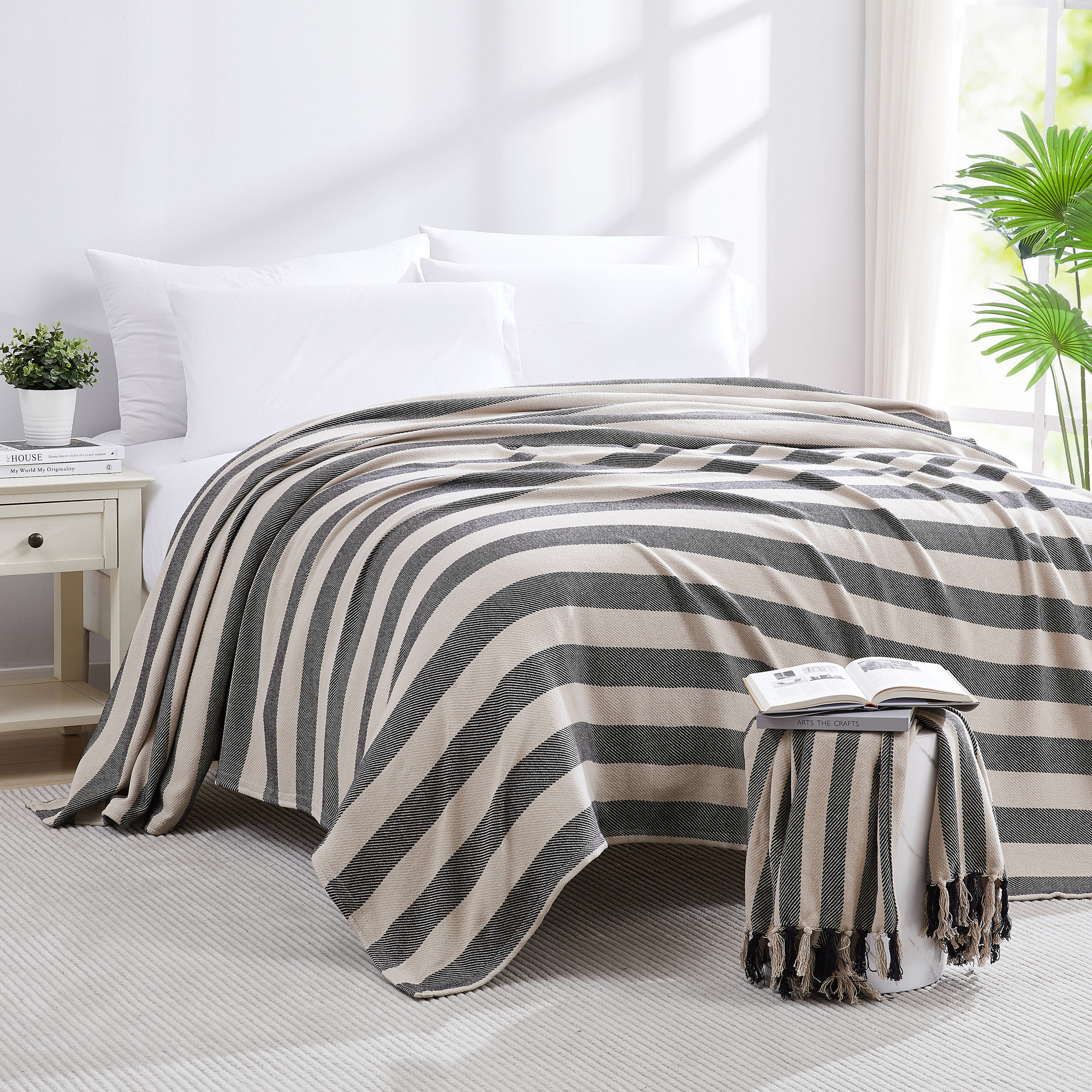 Southshore Fine Linens 100% Cotton Stripe Blanket and throws & Reviews ...