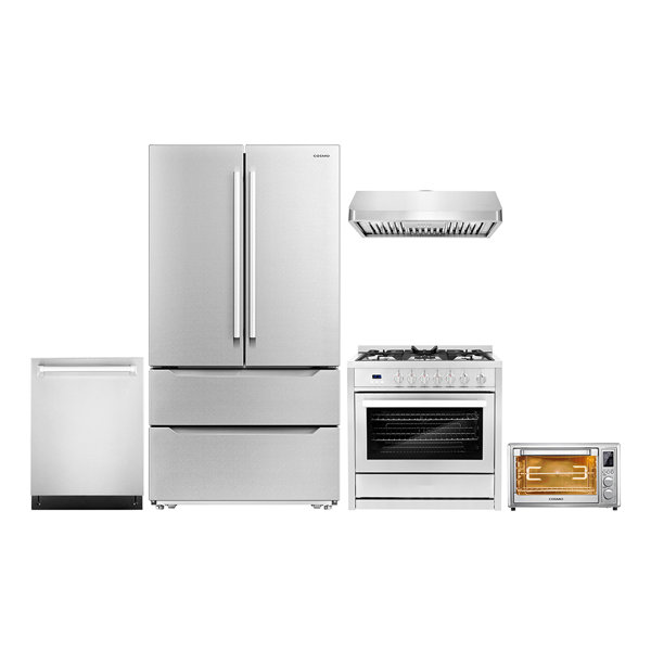 Cosmo 5 Piece Kitchen Package with 36" Freestanding Gas Range 36" Under ...