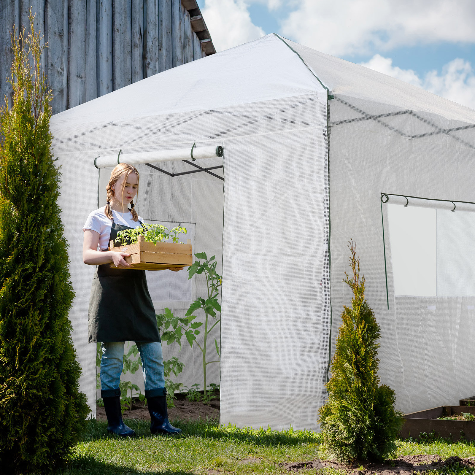 EAGLE PEAK Pop Up Greenhouses 10' x 10' Pop-Up Hobby Greenhouse ...