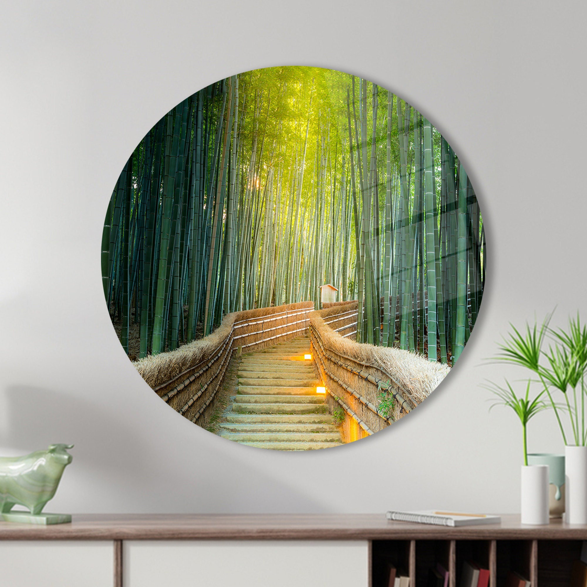 Bayou Breeze Tempered Glass Wall Art Featuring A Serene Kyoto Green ...