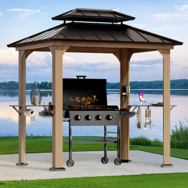DirectWicker 6’X8’ Aluminum Hard Top Grill Gazebo | Wayfair