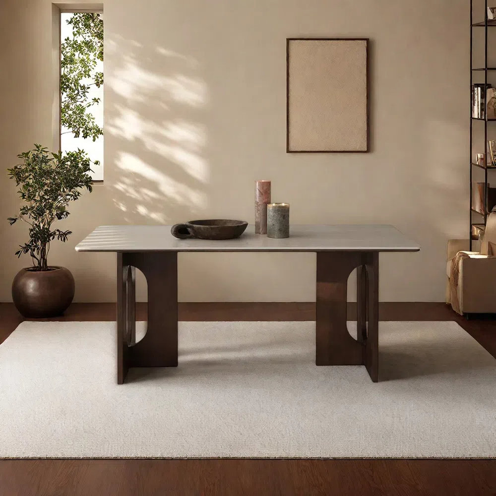 Hokku Designs Vintage luxury rock slab solid wood dining table ...