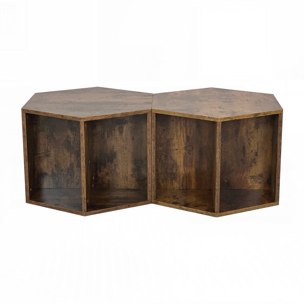 Ivy Bronx 2PCS Hexagonal Coffee Table Set with Multiple Positioning and ...