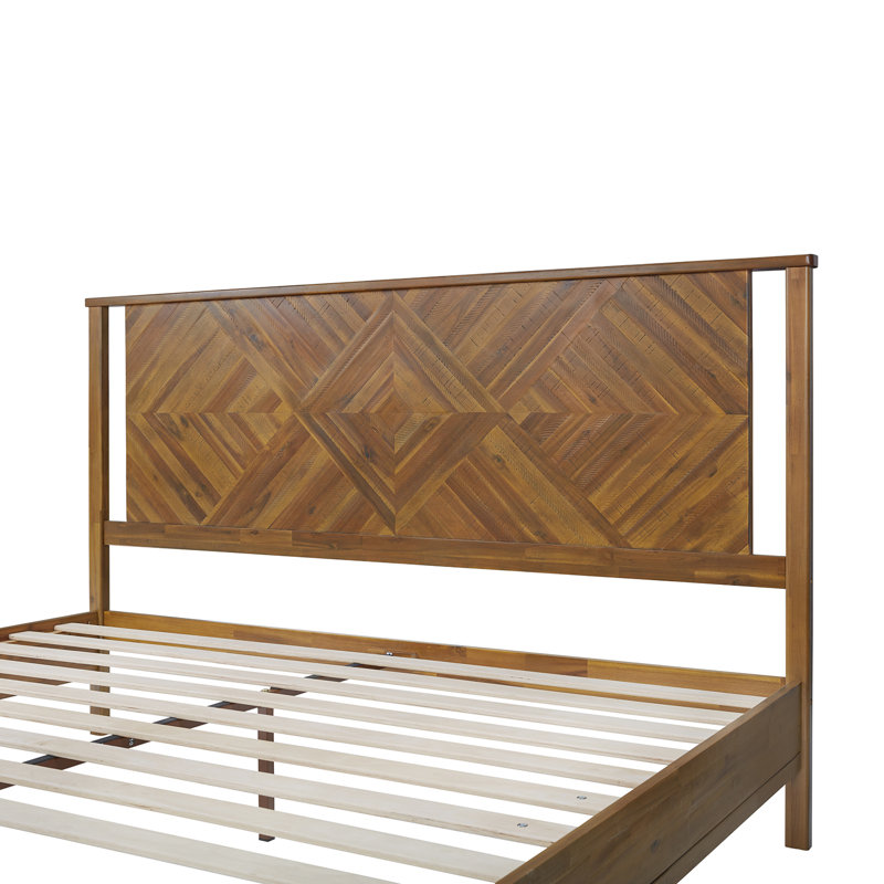 Foundry Select Ethan Solid Wood Platform Bed with Headboard, Rustic Bed ...