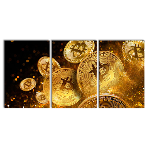 Latitude Run Sparkling Bitcoins BTC - Wrapped Canvas Print | Wayfair.co.uk