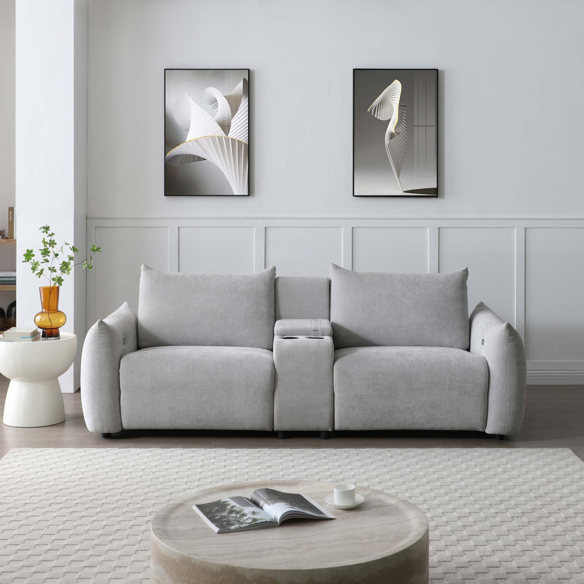 Ebern Designs Power Lift sofa with 2 Cup Holders And Storage Box,USB ...