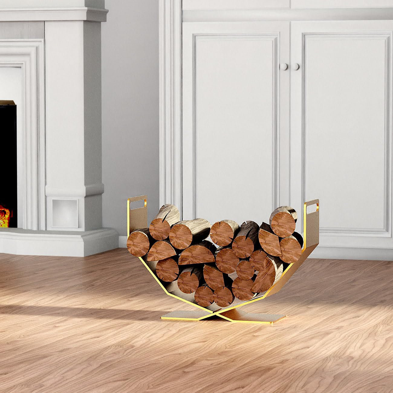 Hokku Designs Firewood Rack, Portable Metal Log Holder, Large Capacity ...