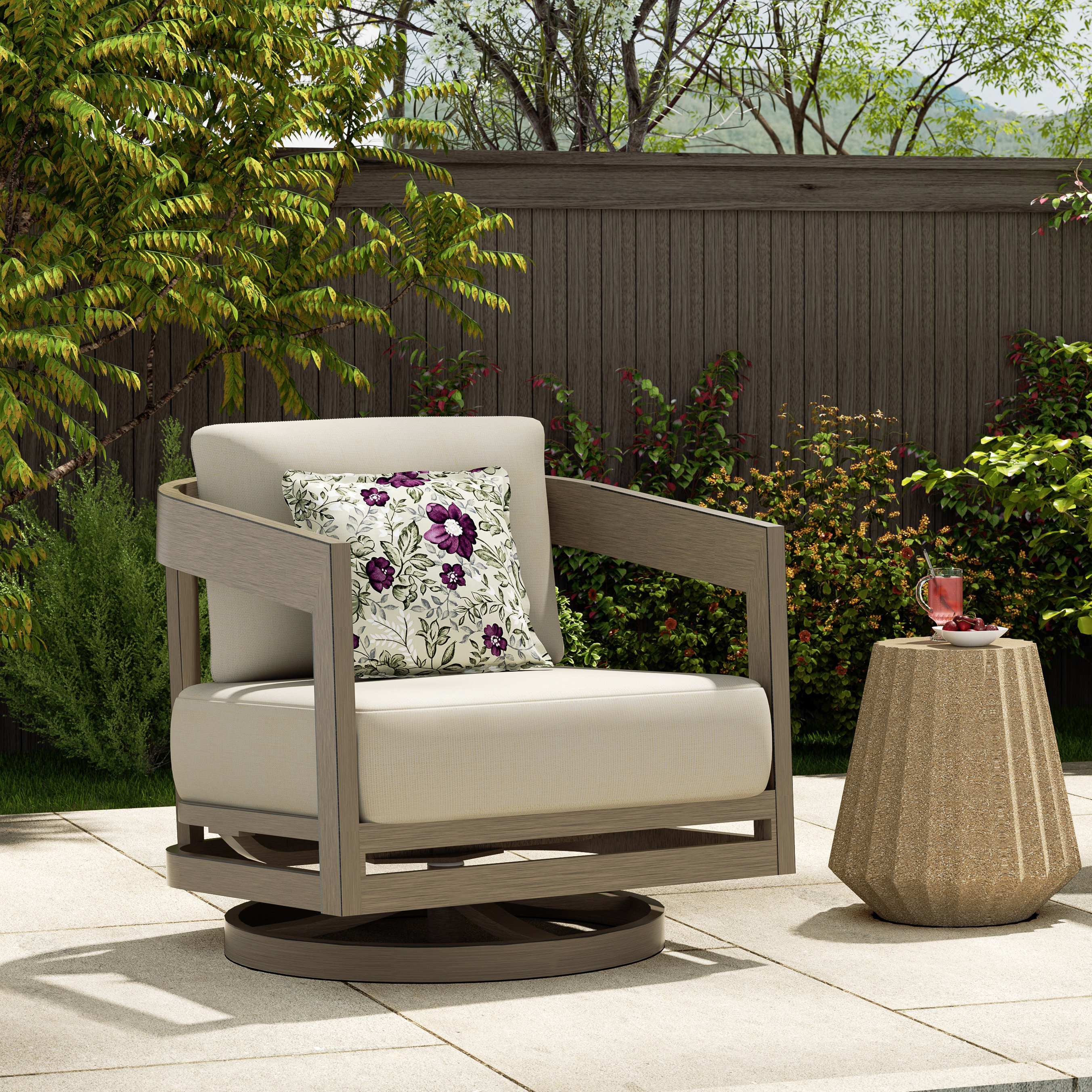 Peak Home Furnishings Harmonti Patio Aluminum Swivel Club Chair Lounge ...