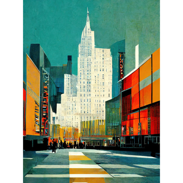 Wee Blue Coo Broadway New York Abstract Midcentury Cityscape - Print ...