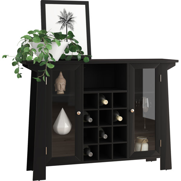 Ebern Designs Firat Metal Console Table 12 Bottle Wine Rack, Liquor Bar ...