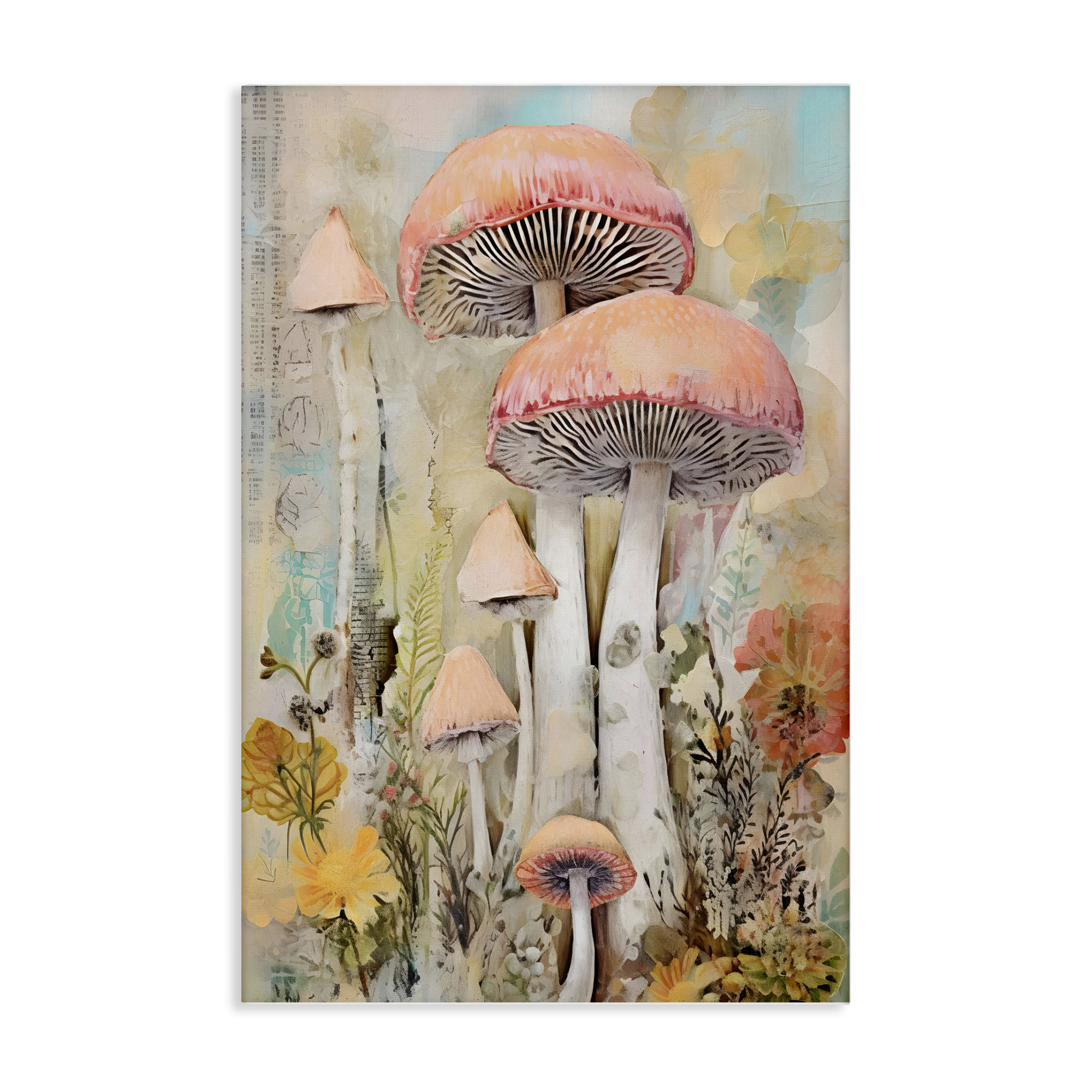 Gracie Oaks Soft Collaged Mushrooms Canvas Wall Art by LSR Design ...