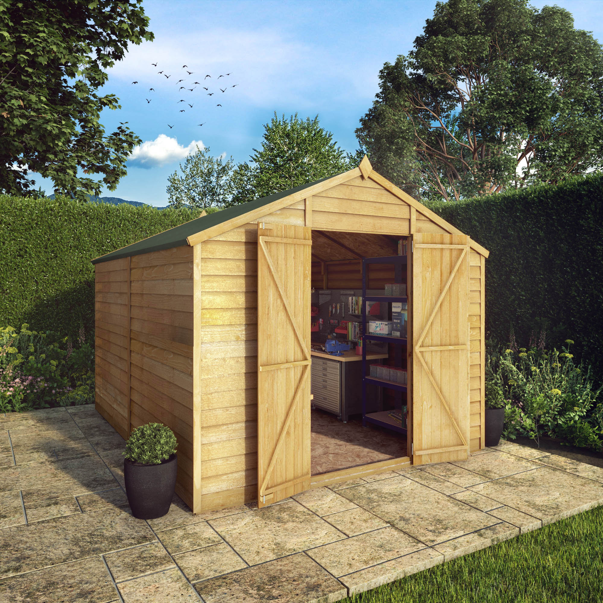 Mercia Garden Products Mercia 10 x 8ft Overlap Apex Windowless Shed ...