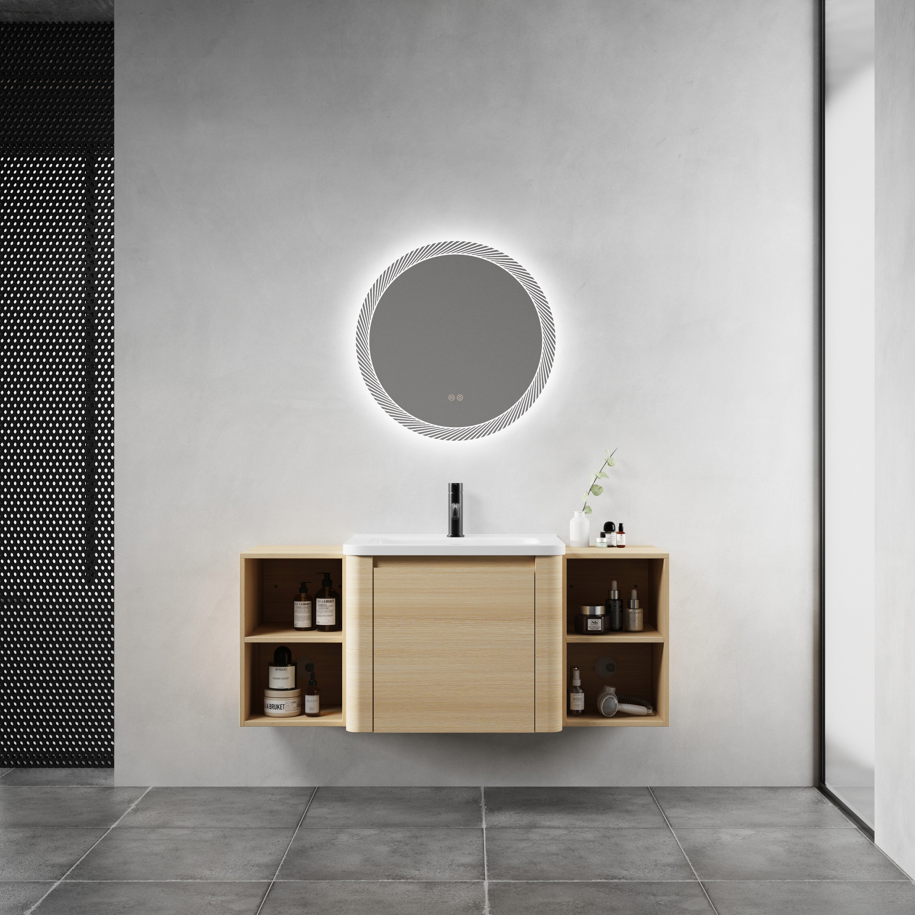 NFusion Glynn Wall-Mounted Bathroom Vanity with Ceramic Sink & Shelves ...