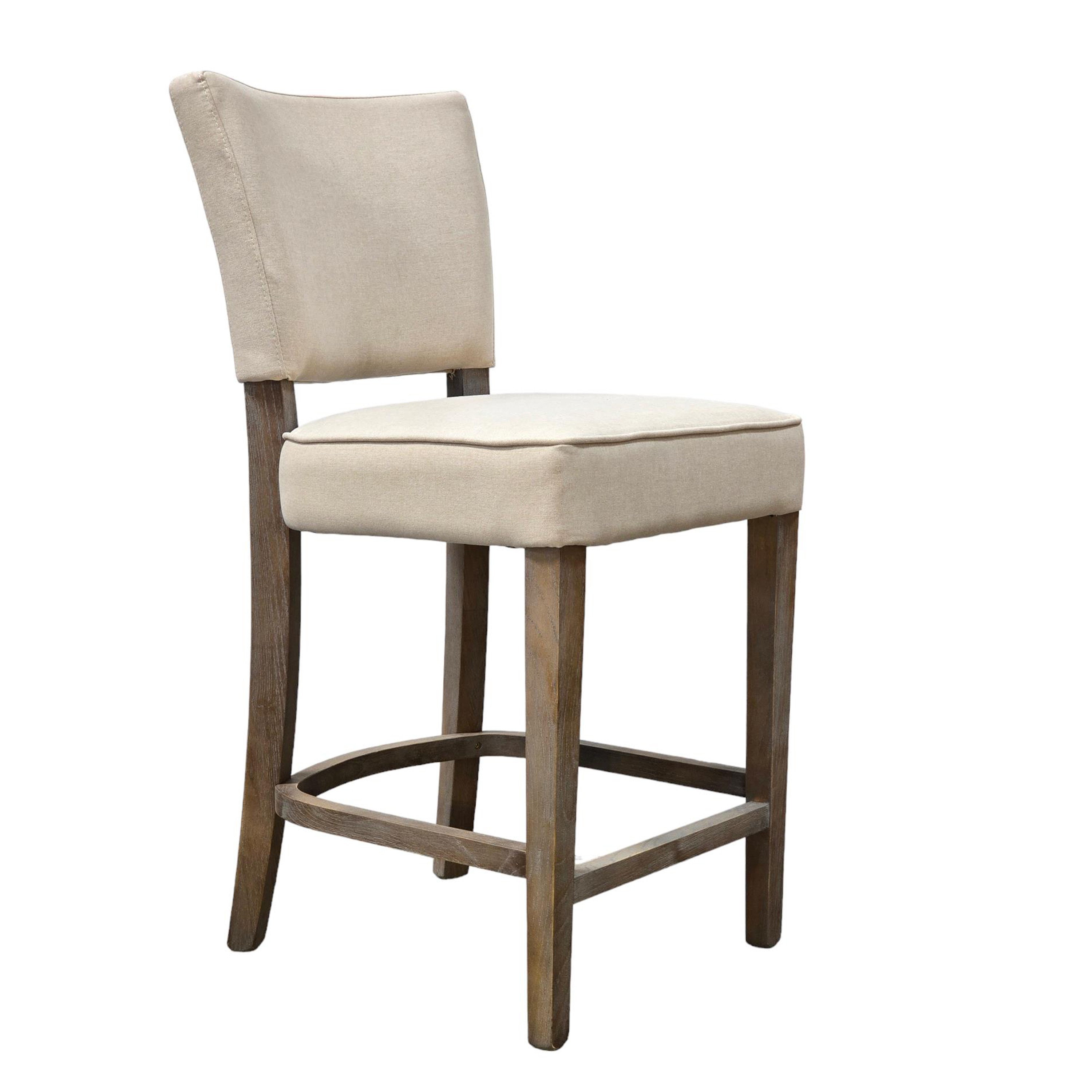 Benjara Rea Counter Stool Chair, Plush Fabric, Solid Wood | Wayfair