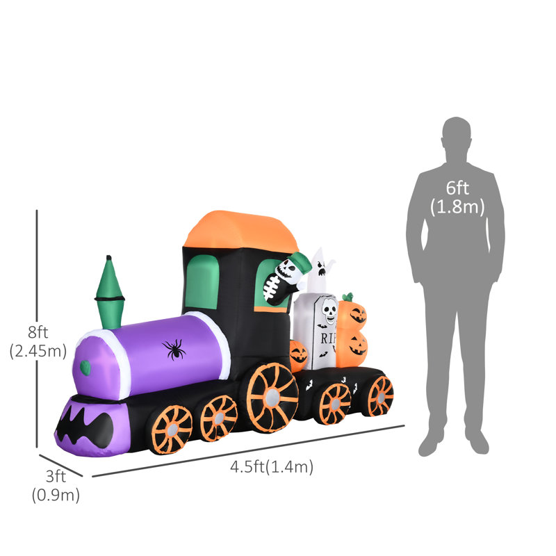 The Holiday Aisle® Skeleton Train with Ghosts Inflatable | Wayfair