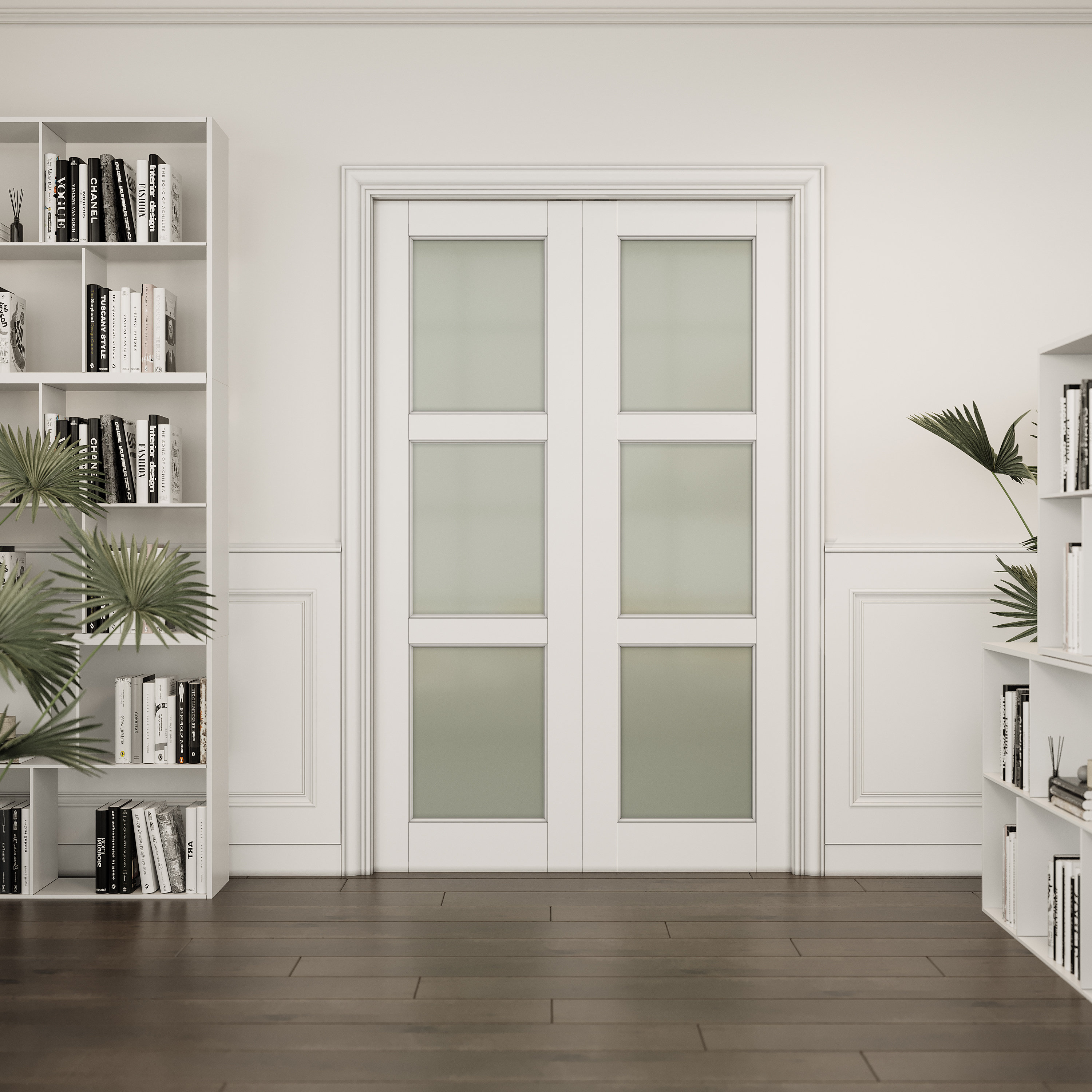 Home Worthy Double Sliding Closet Door 3 Lite Frosted Glass French Door ...