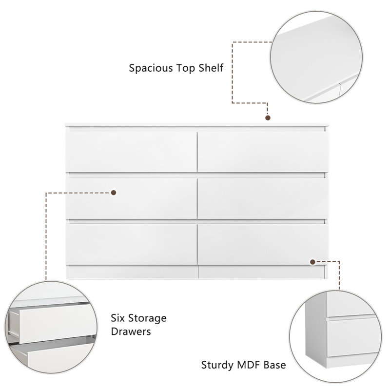 Wrought Studio™ Elwer 6 - Drawer Dresser | Wayfair