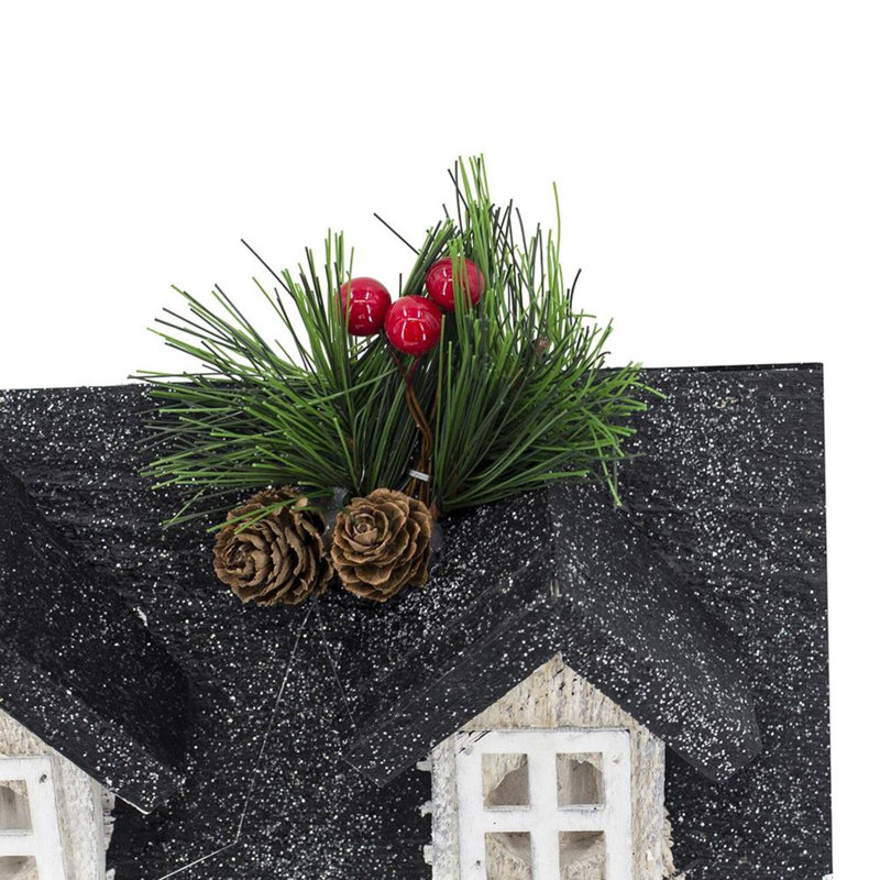 The Holiday Aisle® Wooden House with Light - 8.3x4.3x12.5" - White ...