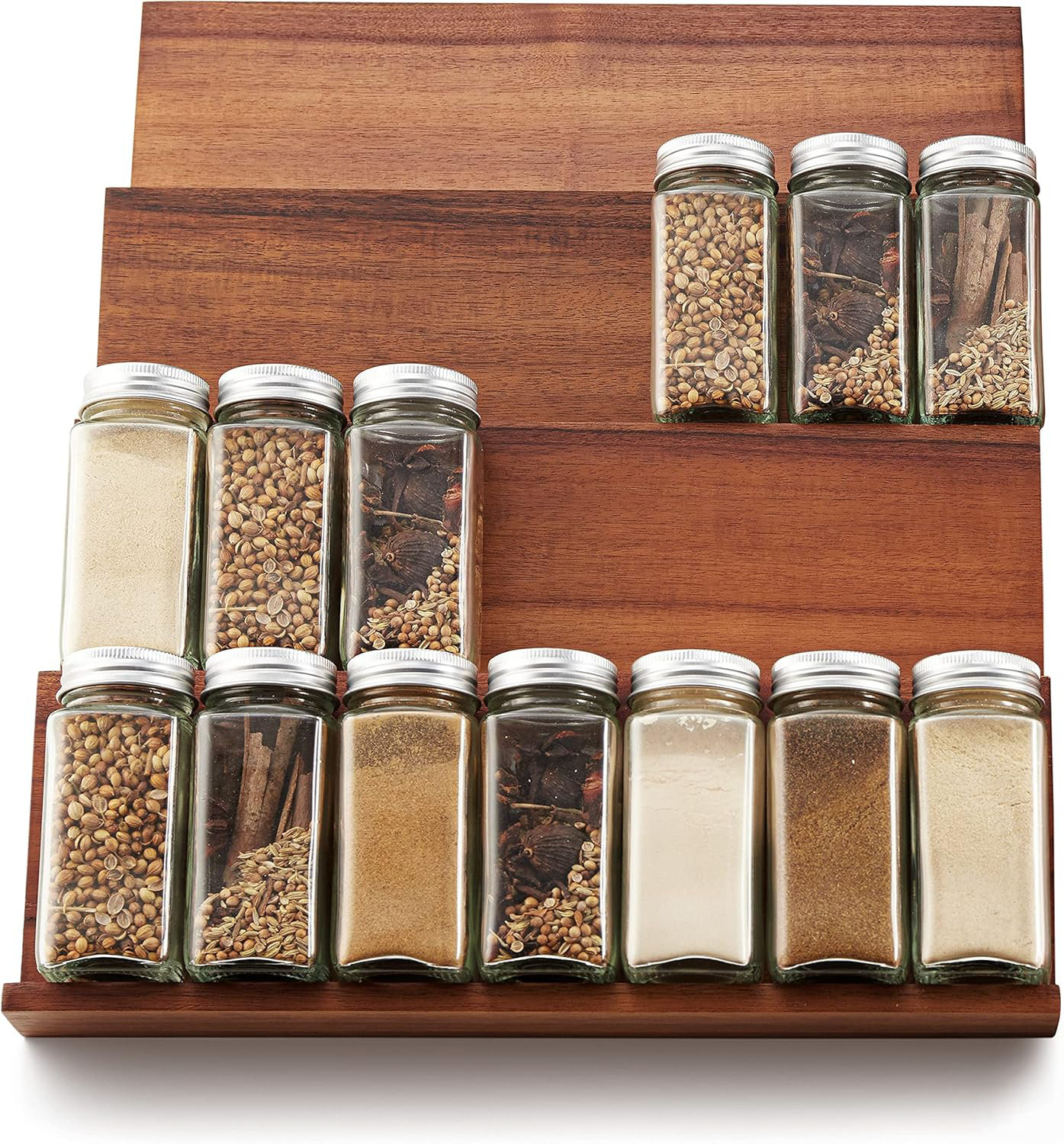 Latitude Run® 4 Tier Wooden Spice Drawer Organizer for Cabinet Storage ...