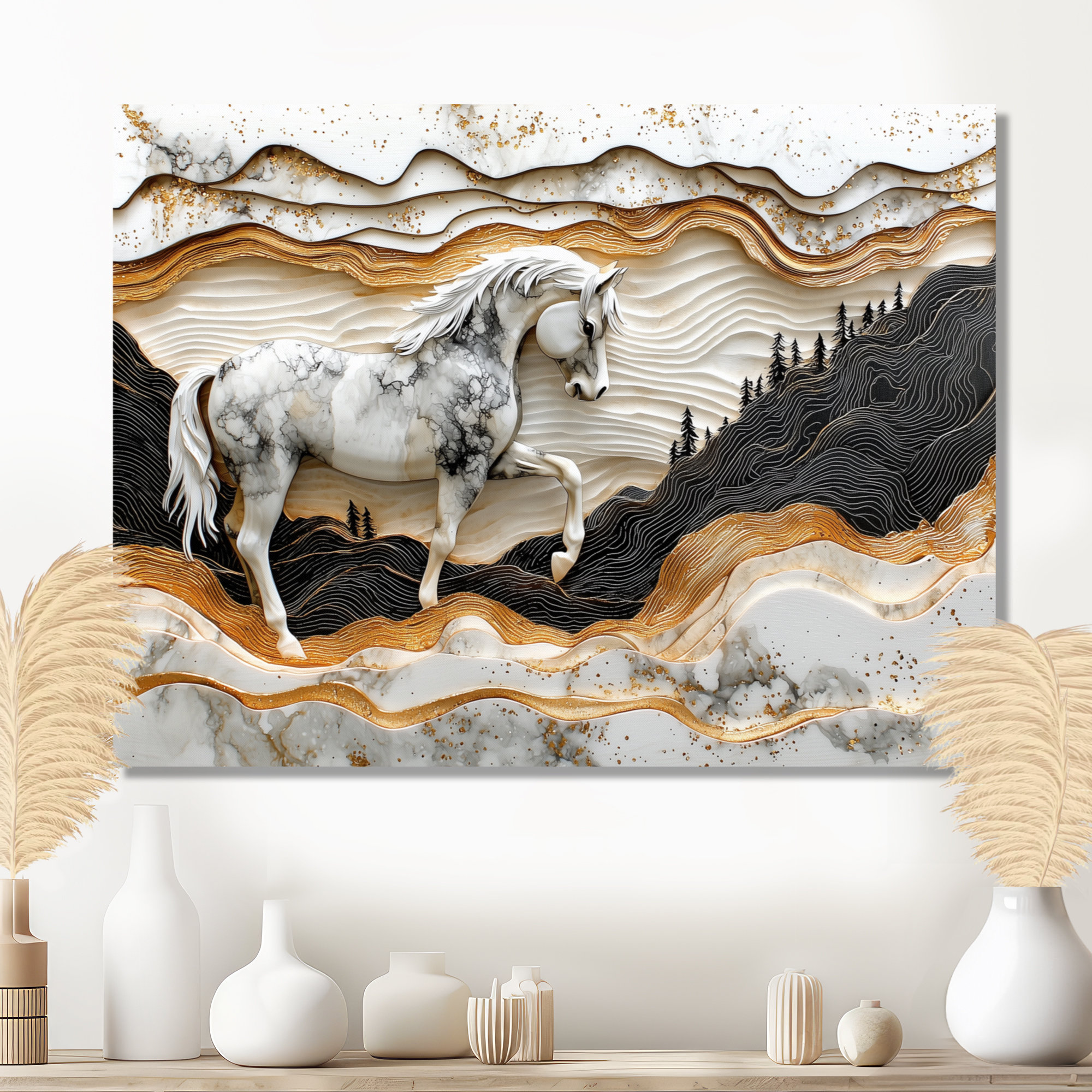 Union Rustic Marjanas Abstract Gallop Horse Into The Forest - Horse ...