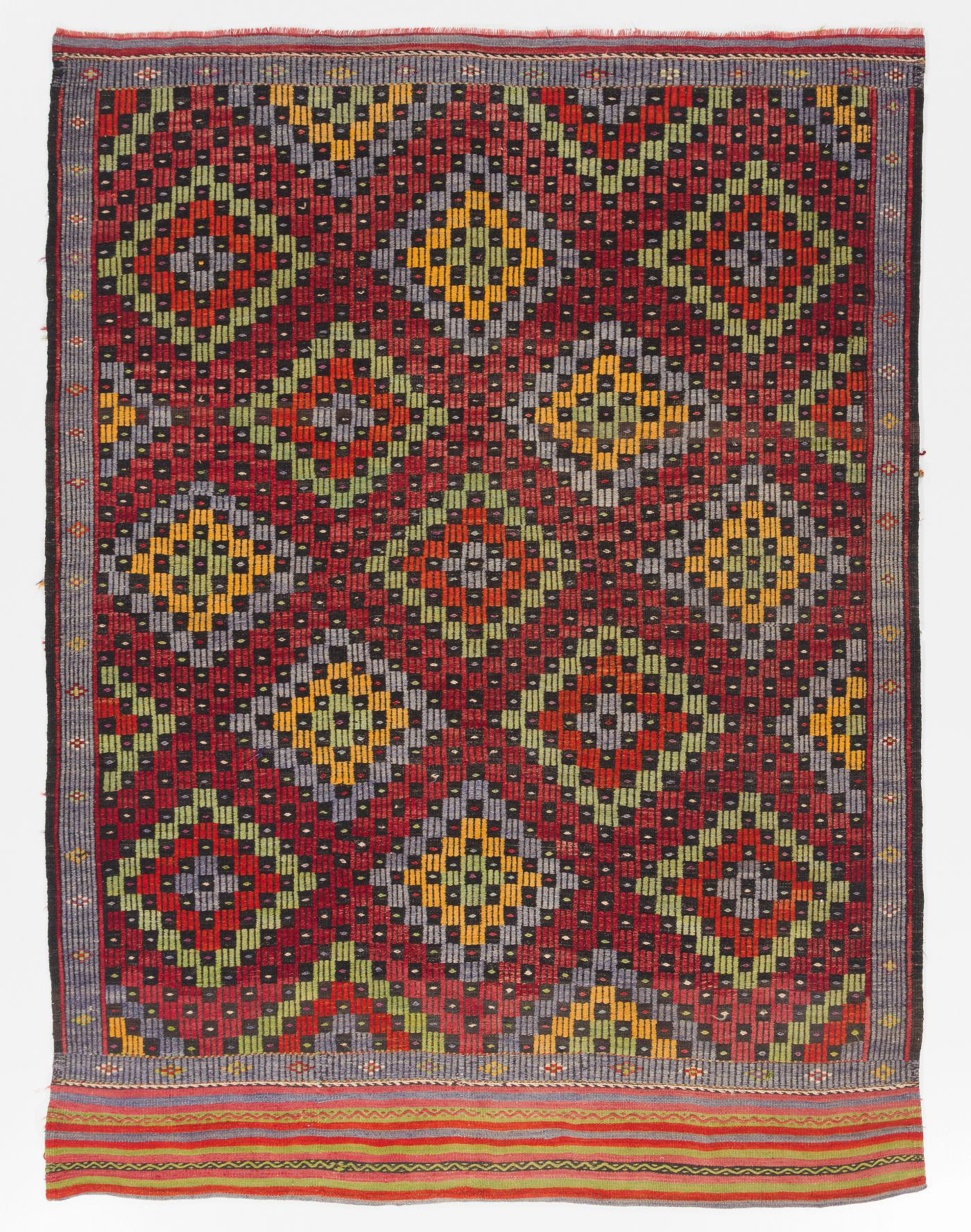 Bungalow Rose 5.8x11 Ft MidCentury Jijim Rug with Floating Checkered ...