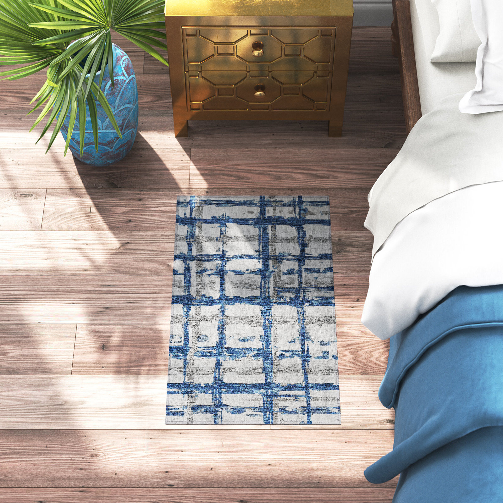 Langley Street® Machine Washable Indoor/Outdoor Mahaney ACN745 Navy Rug ...