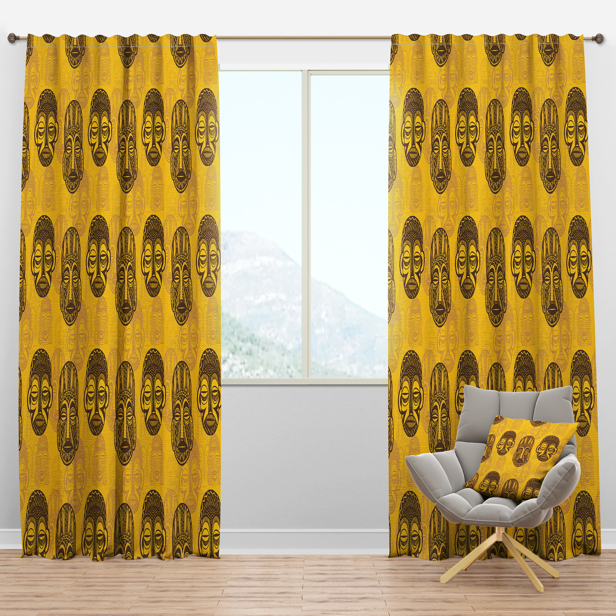 Design Art Pattern of Tribal Masks - Traditional Curtain - Velvet Room ...