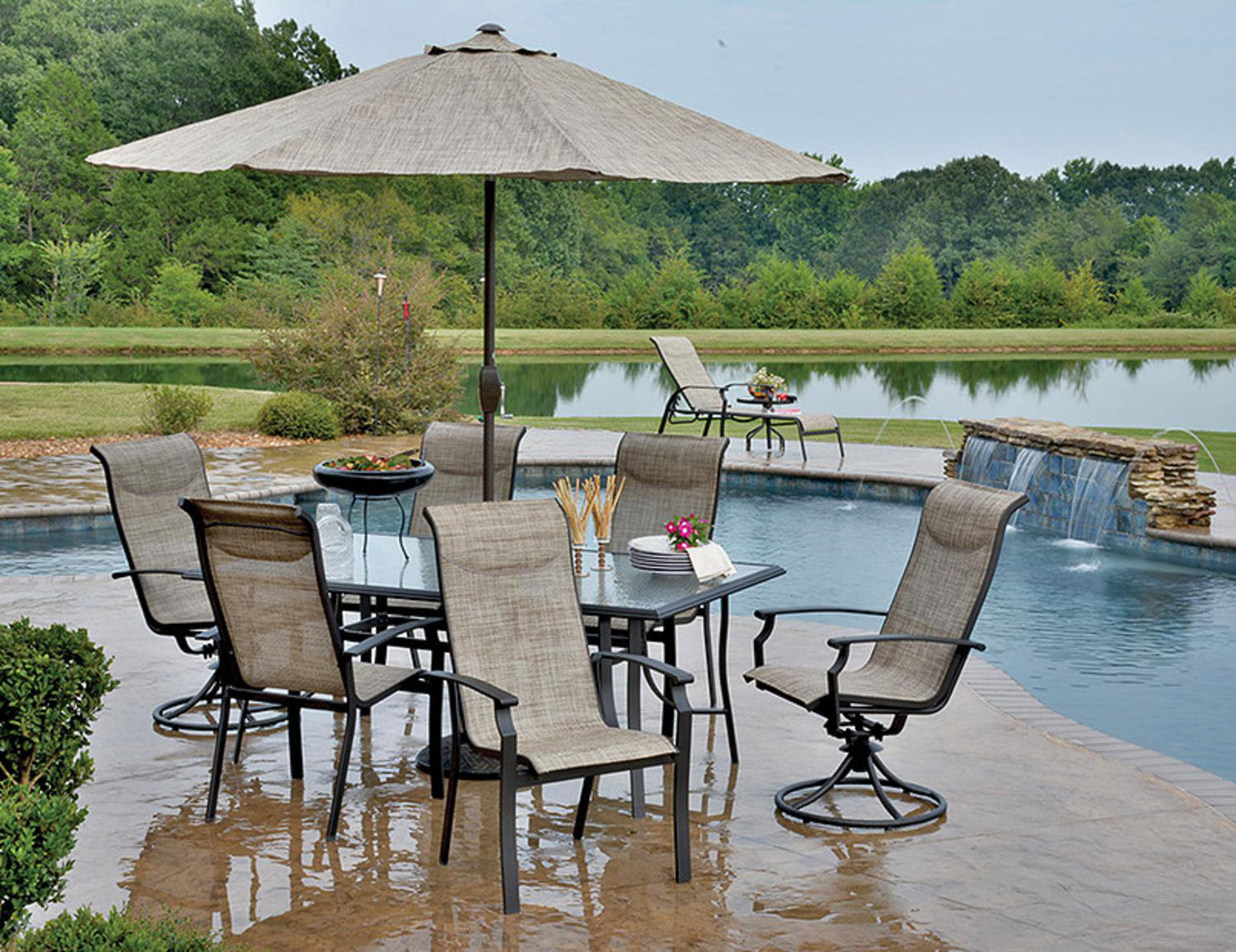 Northlight Seasonal 7pc Ivory Peninsula Cast Aluminum Outdoor Patio ...