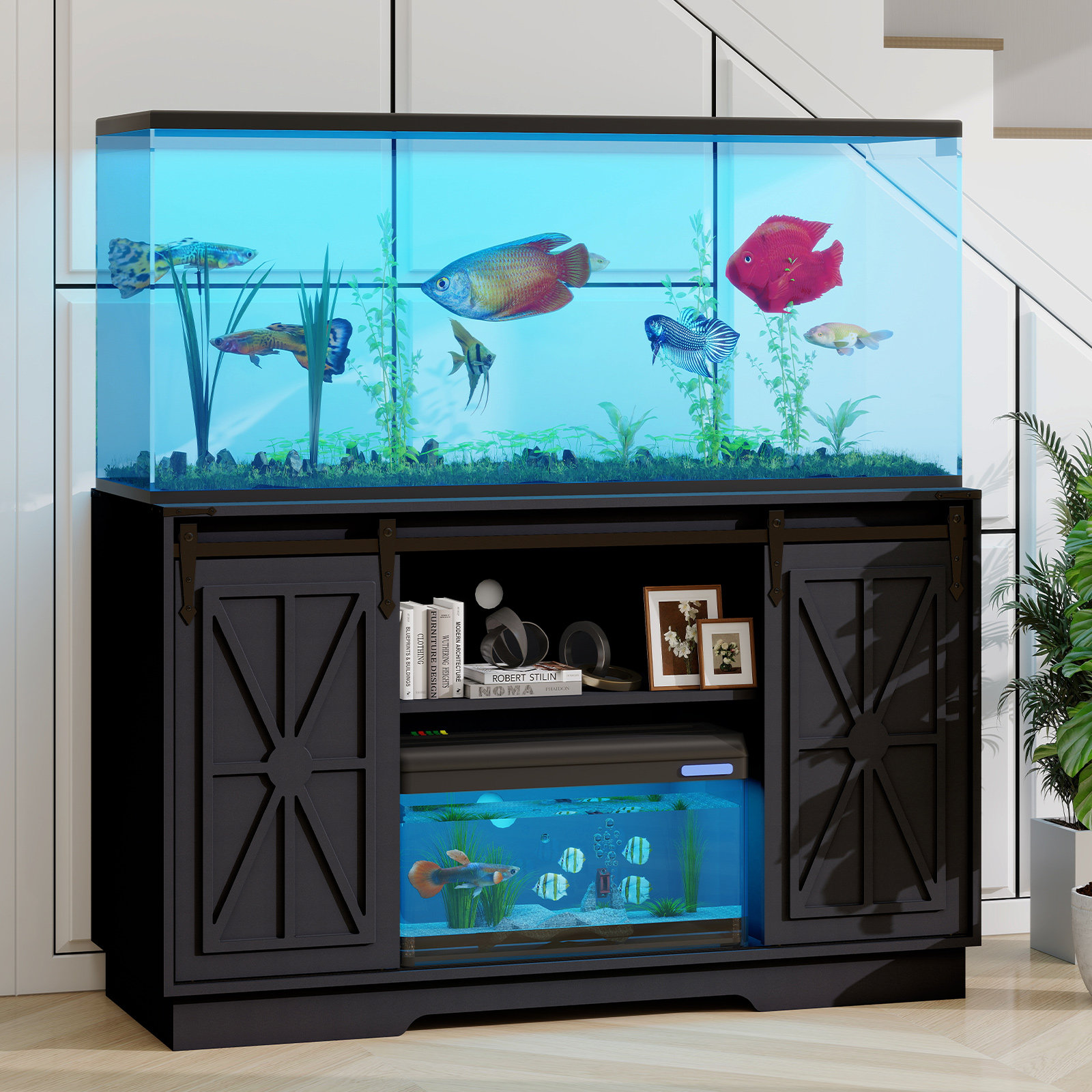 Tucker Murphy Pet™ 55-75 Gallon Farmhouse Fish Tank Stand With Sliding ...