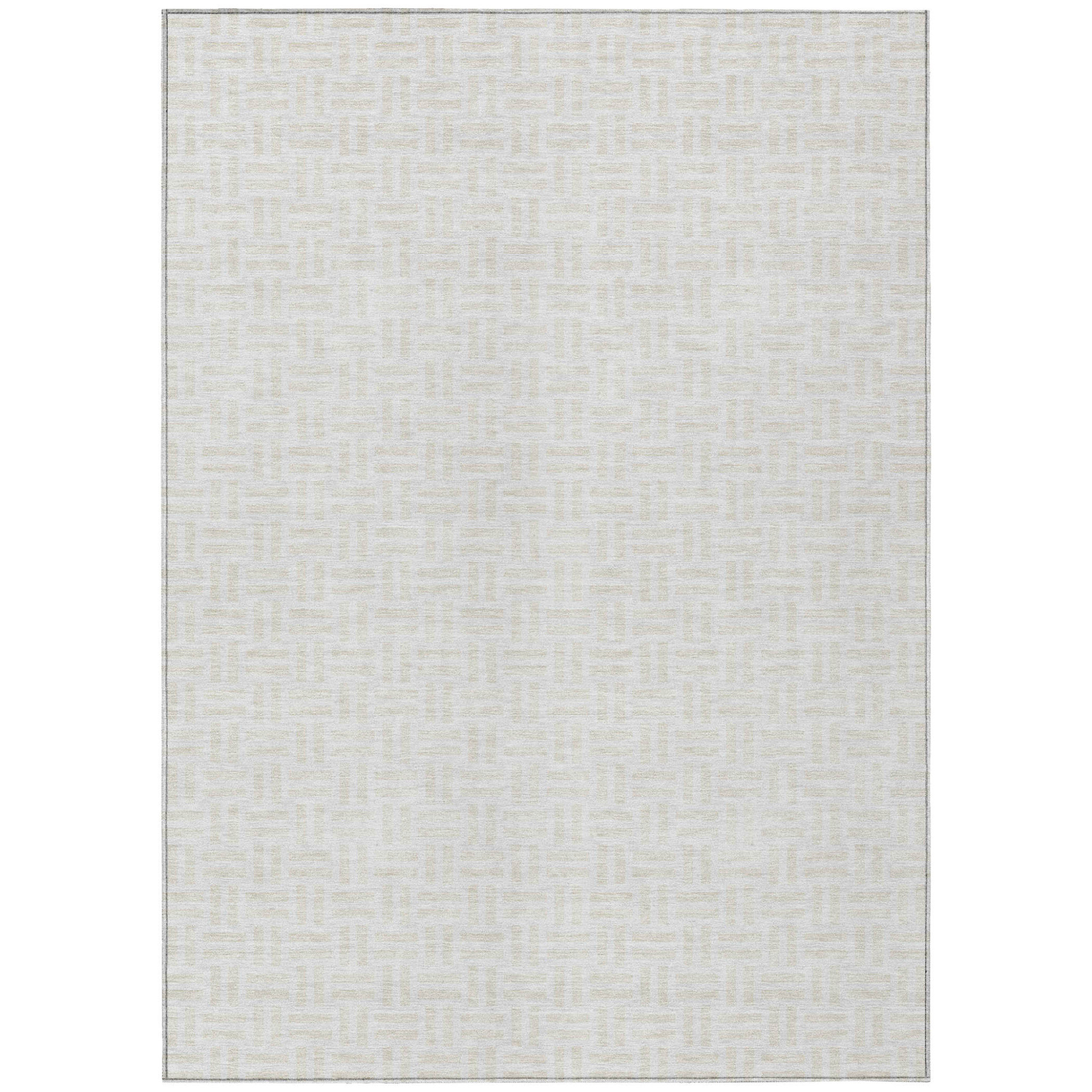 HomeRoots 10' X 14' Ivory And Beige Geometric Washable Indoor Outdoor ...