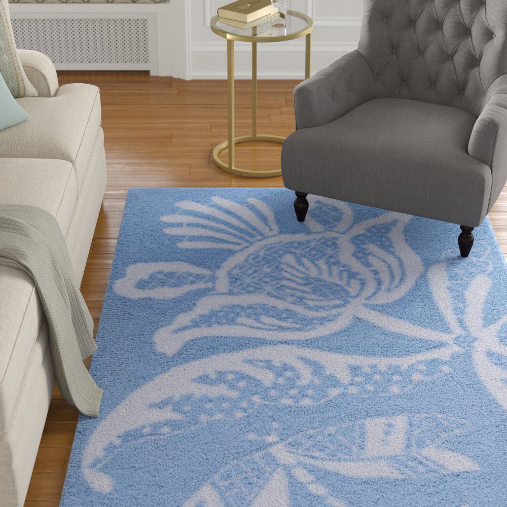 Darby Home Co Colonial Williamsburg Eliza Lace Blue Hooked Rug ...