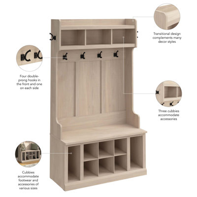 Laurel Foundry Modern Farmhouse Kierra Hall Tree 40'' Wide with Bench ...