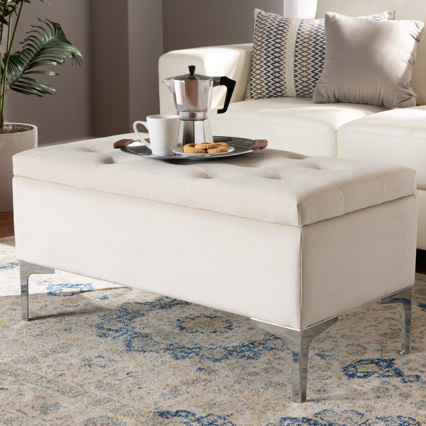 Everly Quinn Dierking 35 8 Velvet Tufted Rectangle Storage Ottoman