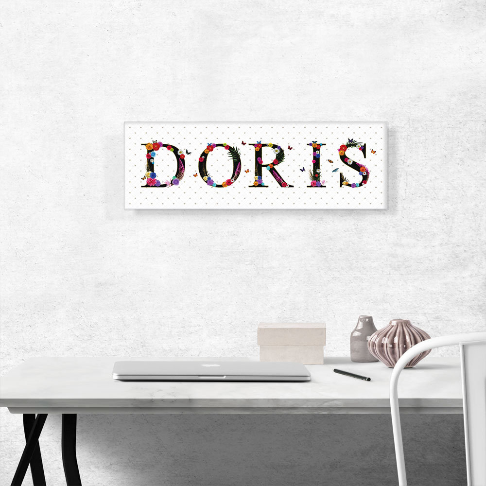 ARTCANVAS DORIS Girls Name - Wrapped Canvas Panoramic Textual Art Print ...