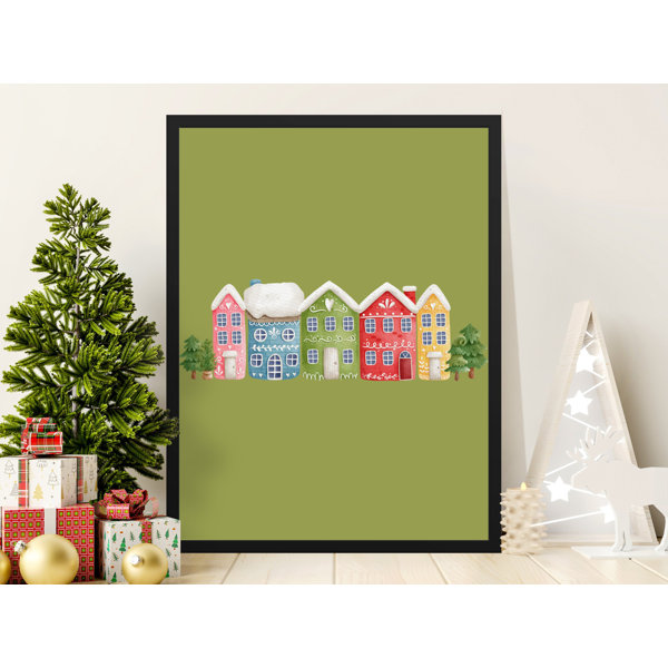 Lark Manor Adorable Village Houses On Green Christmas Theme Framed ...