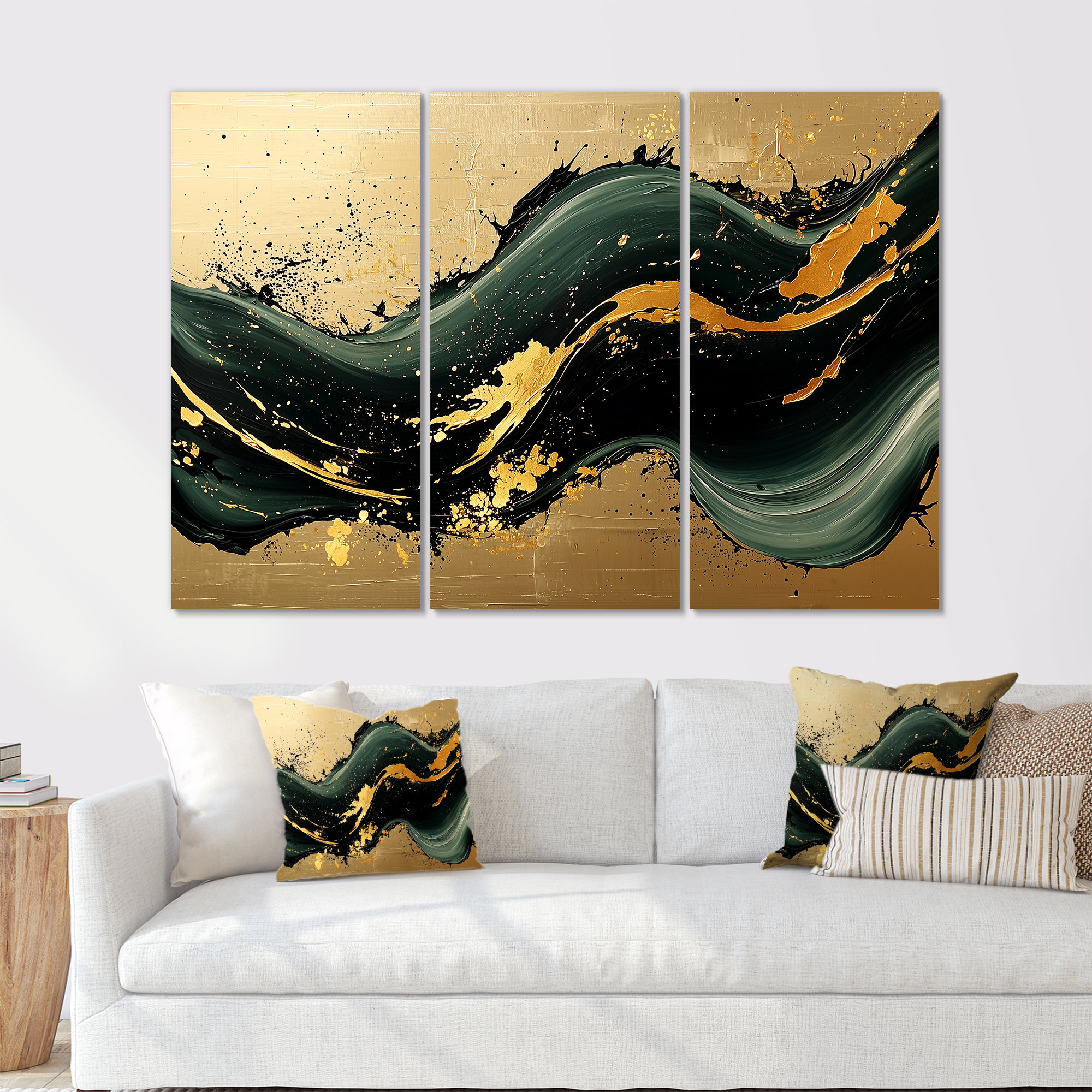 Mercer41 Golden Sands Of Emerald Marble Shadows II - Marble Framed Wall ...