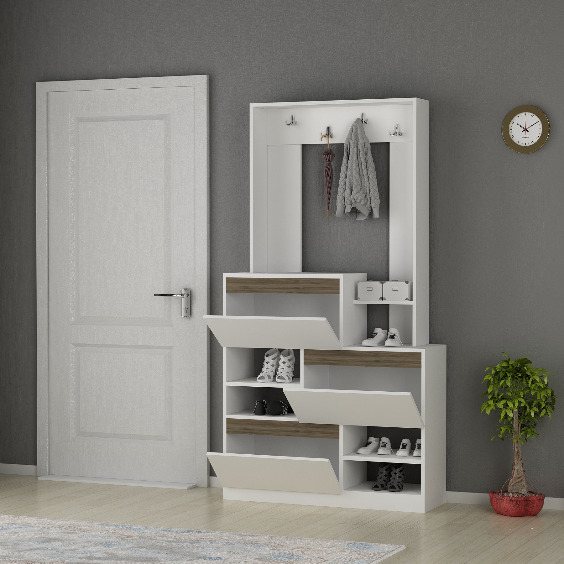 East Urban Home Hall Tree with Shoe Storage | Wayfair