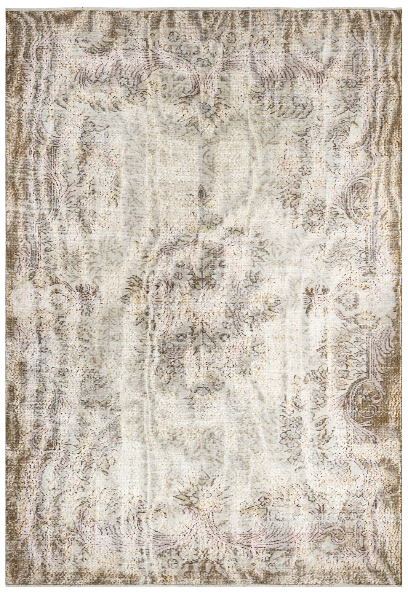 Lofy Vintage Brown Oriental Wool And Cotton Handmade Area Rug 183 X 269 ...