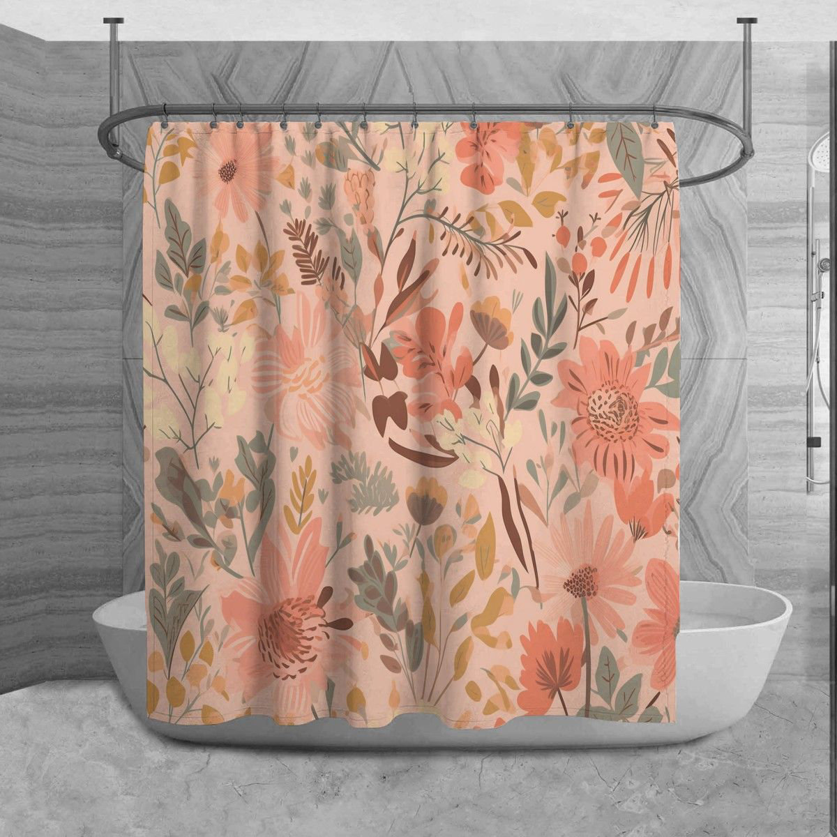 Red Barrel Studio® Daimen Floral Shower Curtain | Wayfair
