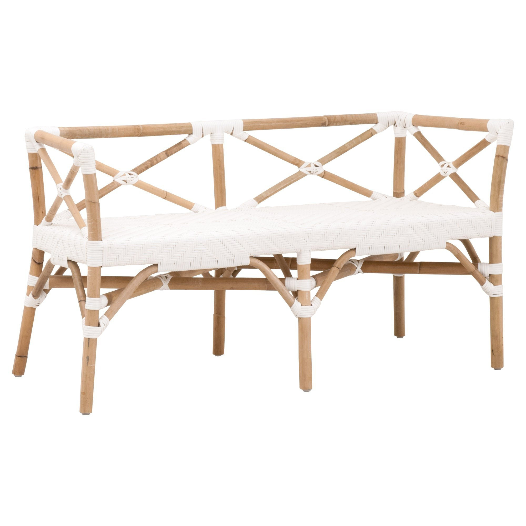 Bayou Breeze 52" Palisades Bench Stone & White Binding, Gray Rattan ...