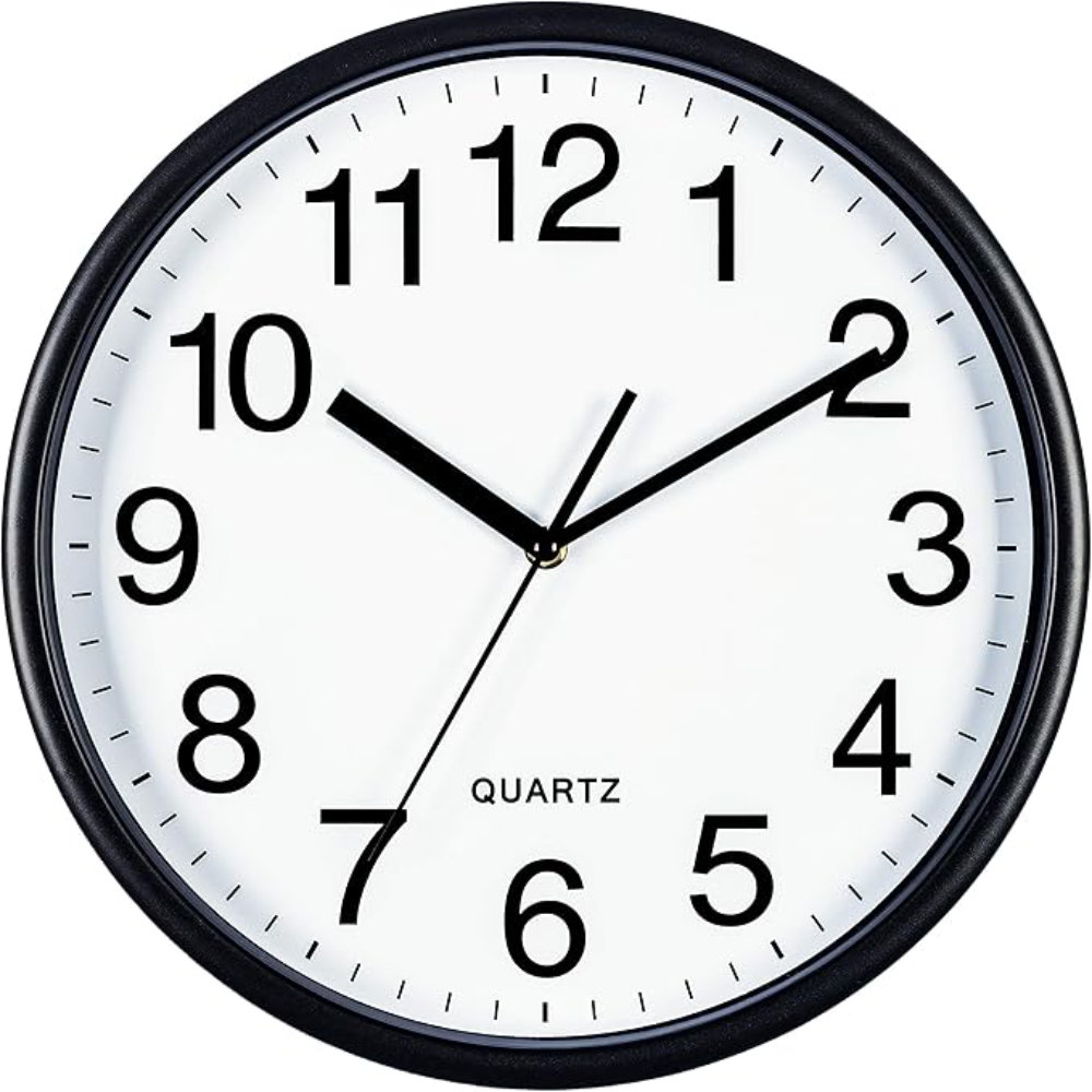 Latitude Run® Bernhard Products Black Wall Clock, Large Silent Non ...