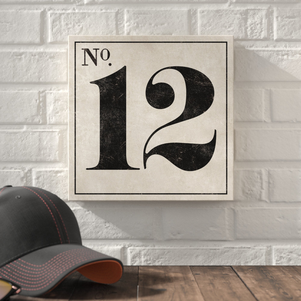 Williston Forge 'Vintage Number 12 Sign' Textual Art on Canvas | Wayfair